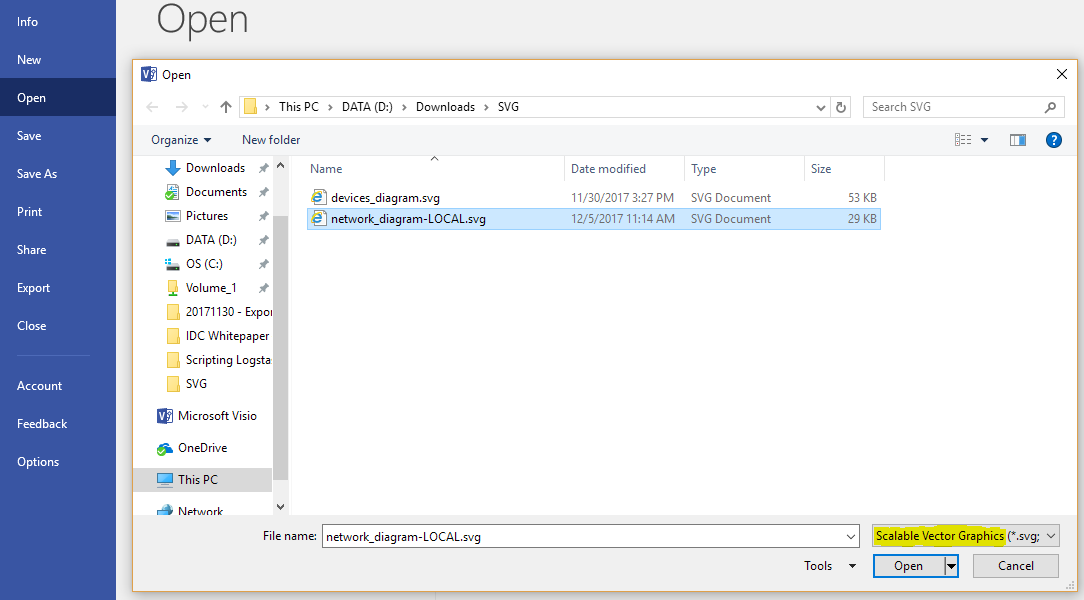 Import a Device42 Dependency or Topology Chart Into Visio